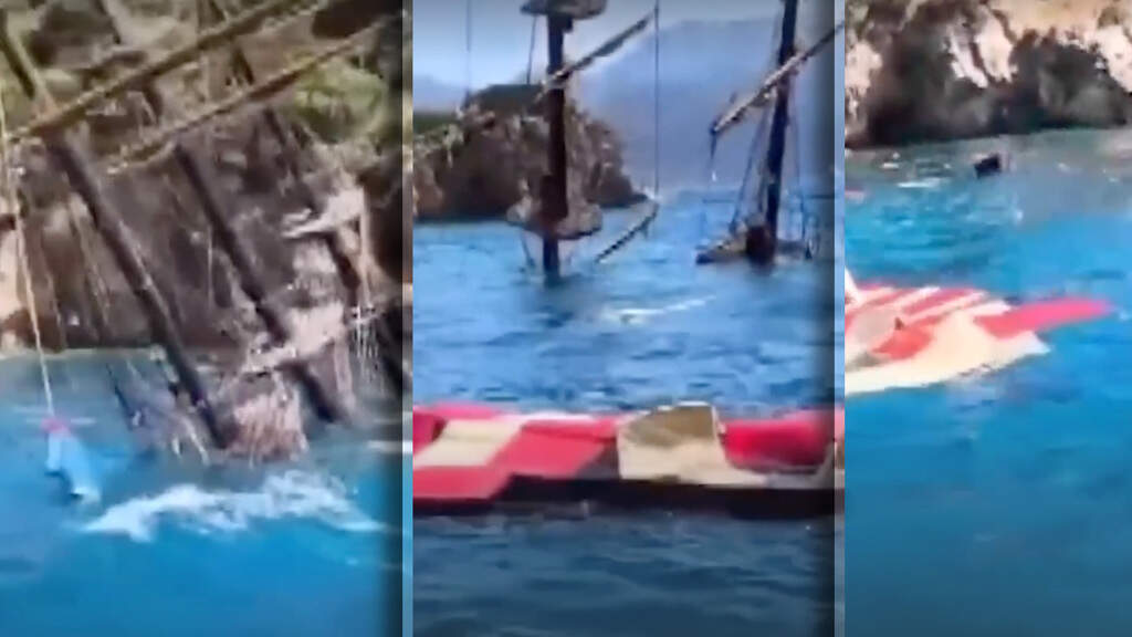 Piratenschip gezonken bij Turkije: toeristen springen in zee | De Telegraaf