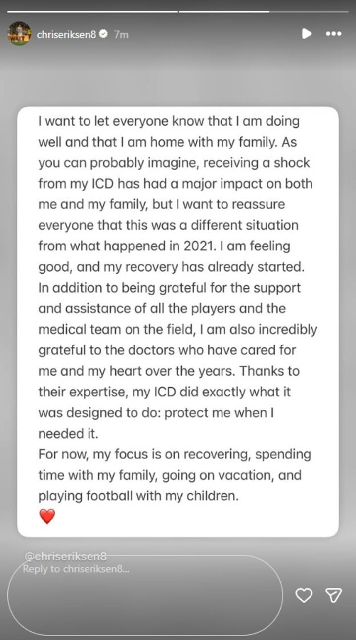 Christian Eriksen komt met geruststellend statement: ’Dit was anders ...